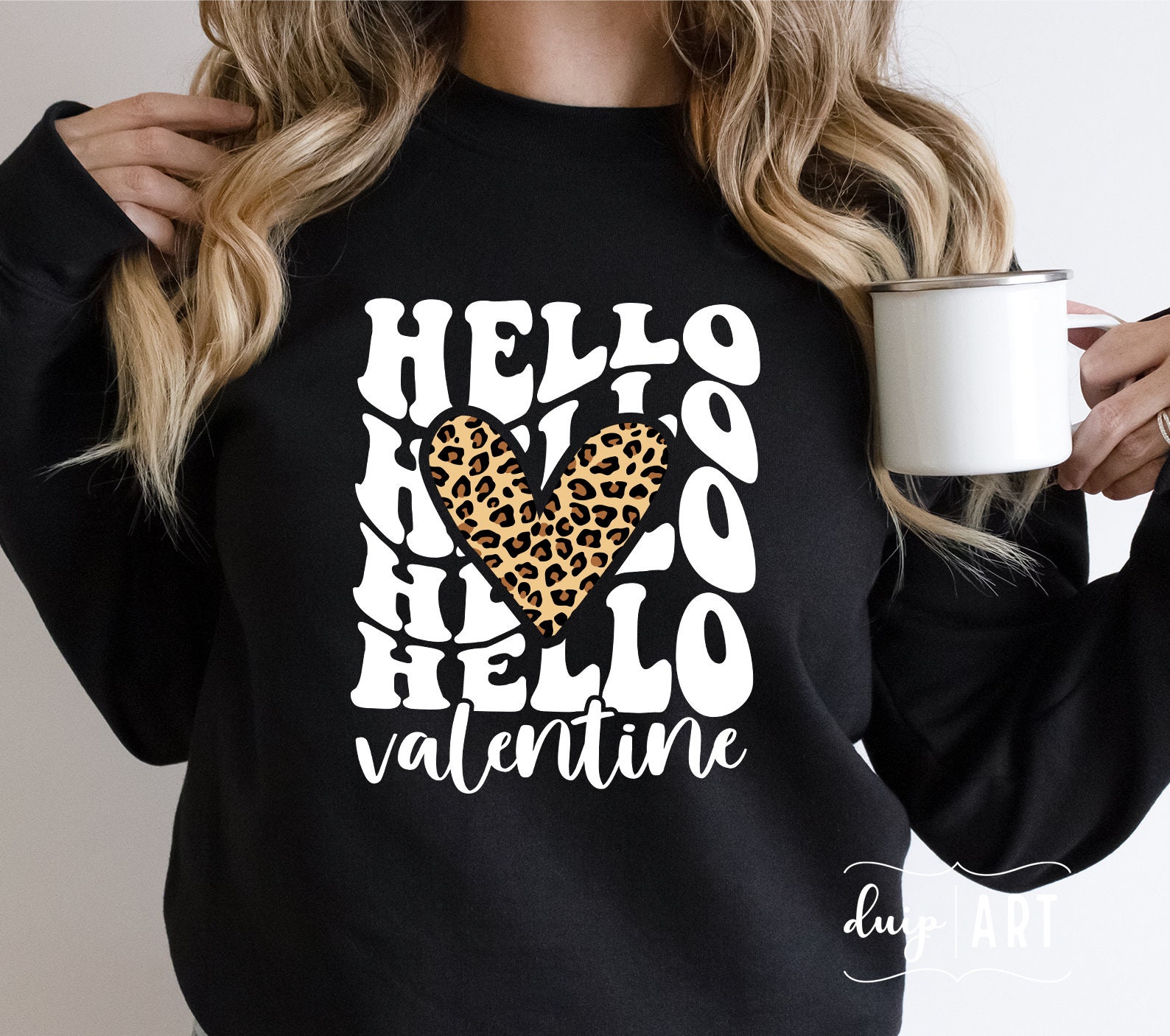Stacked Hello Valentine SVG Leopard Heart Svg Leopard - Etsy