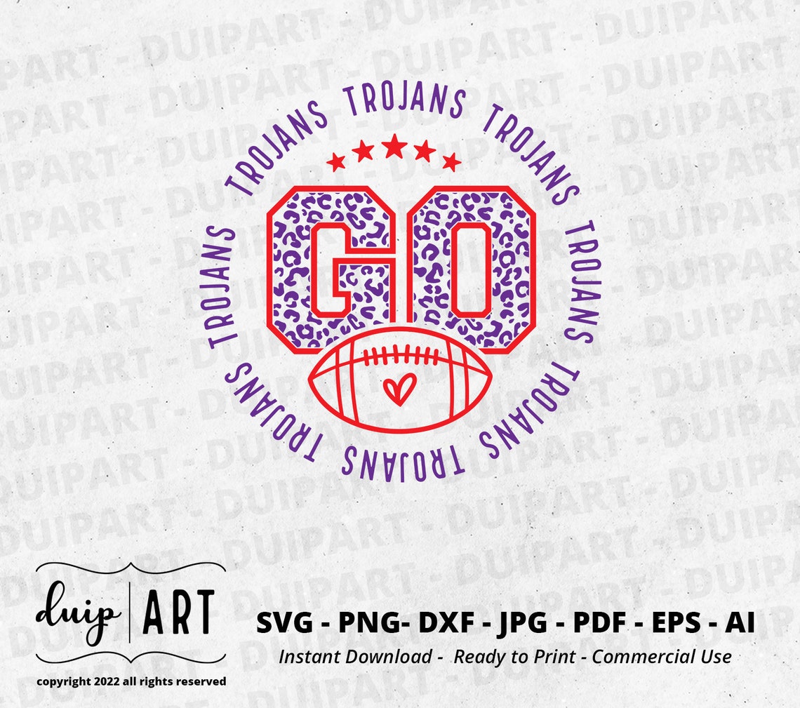Go Trojans Football Svgleopard Go Trojans Svg Trojans Svg - Etsy