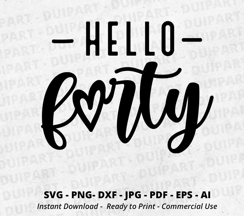 Hello Forty Svg Hello 40 40th Birthday 40 Years - Etsy