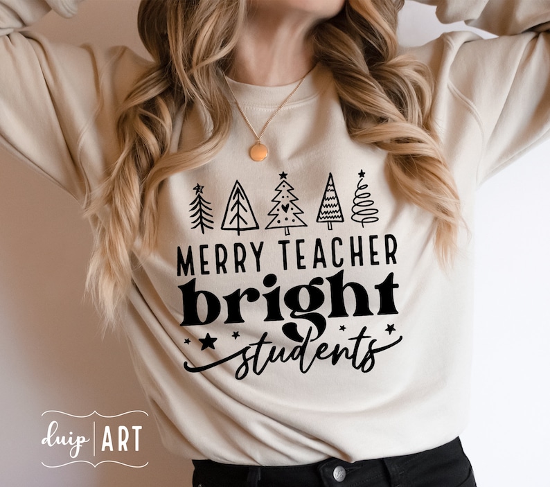Merry Teacher Bright Students SVG Teacher Christmas Svg One - Etsy