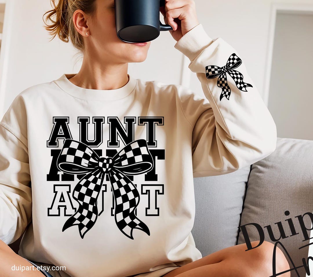 Retro Aunt SVG, Checkered Bow Design (digital Download) - Etsy