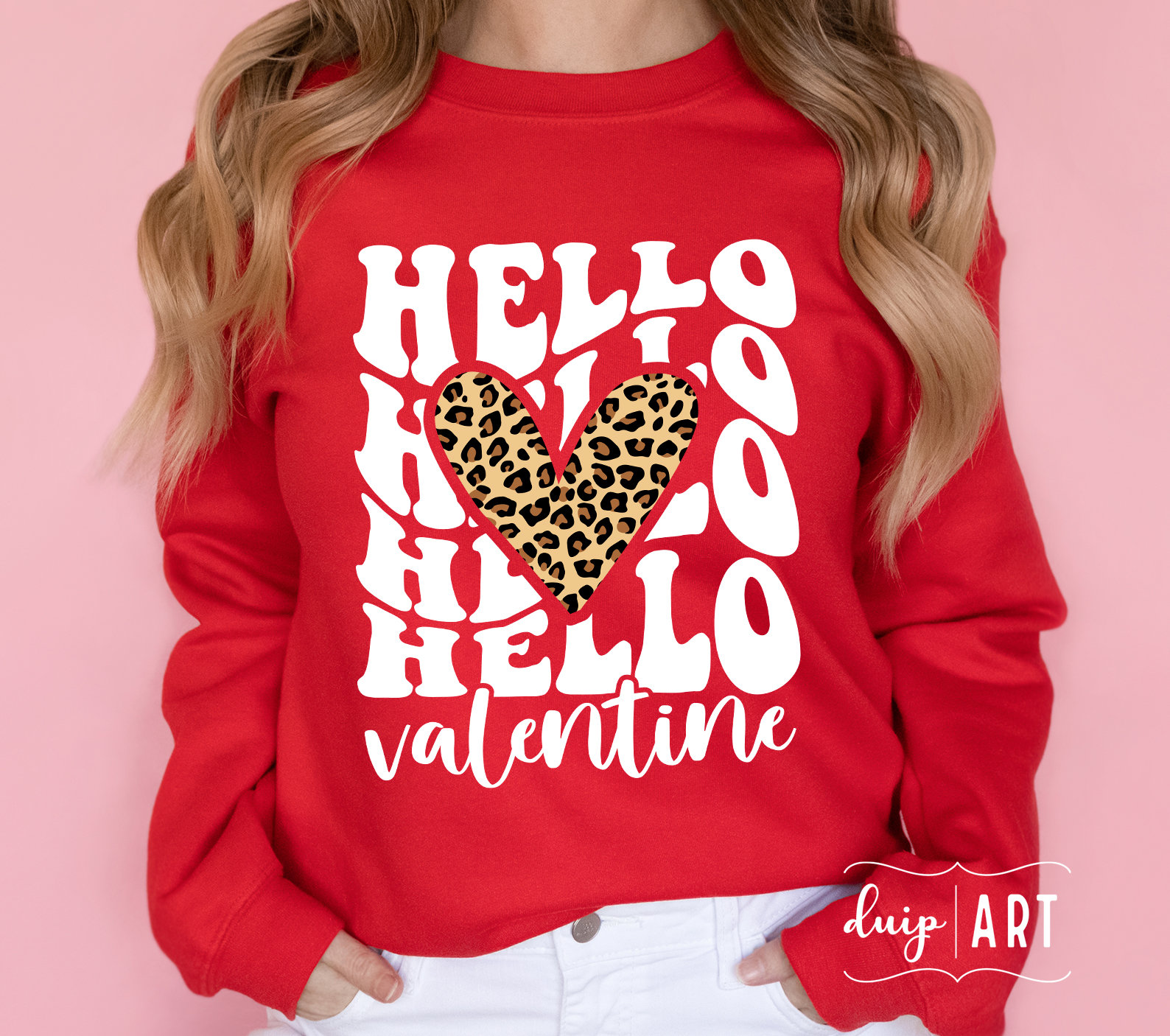 Stacked Hello Valentine SVG Leopard Heart Svg Leopard - Etsy