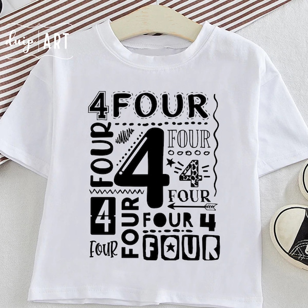 Four Birthday Shirt Svg - Etsy