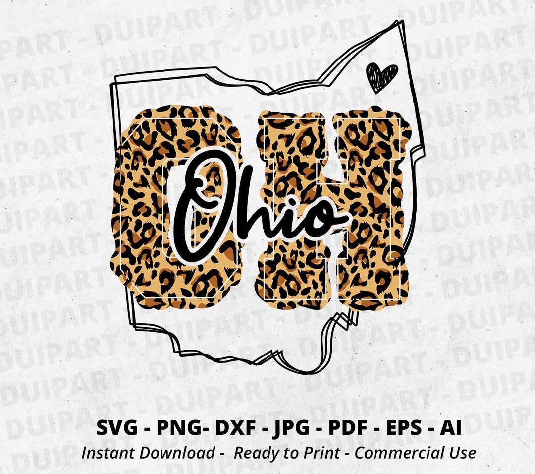 Ohio Leopard Svg, OH Leopard Svg, Ohio Svg, Leopard Svg, Ohio Map Svg ...