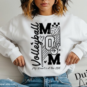 Retro Volleyball Mom SVG, My Heart's at the Net Shirt Design (digital ...