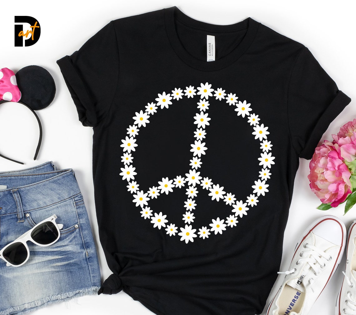 Daisy Peace Sign SVG, Floral Wreath (digital Download) - Etsy Canada