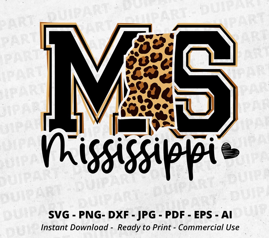 Mississippi Leopard Svg MS Leopard Svg Mississippi Svg - Etsy
