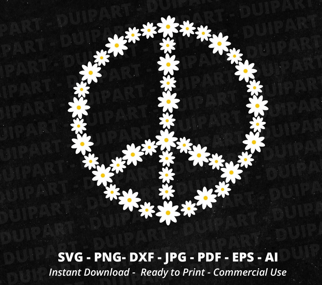 Daisy Peace Sign SVG, Floral Wreath (digital Download) - Etsy