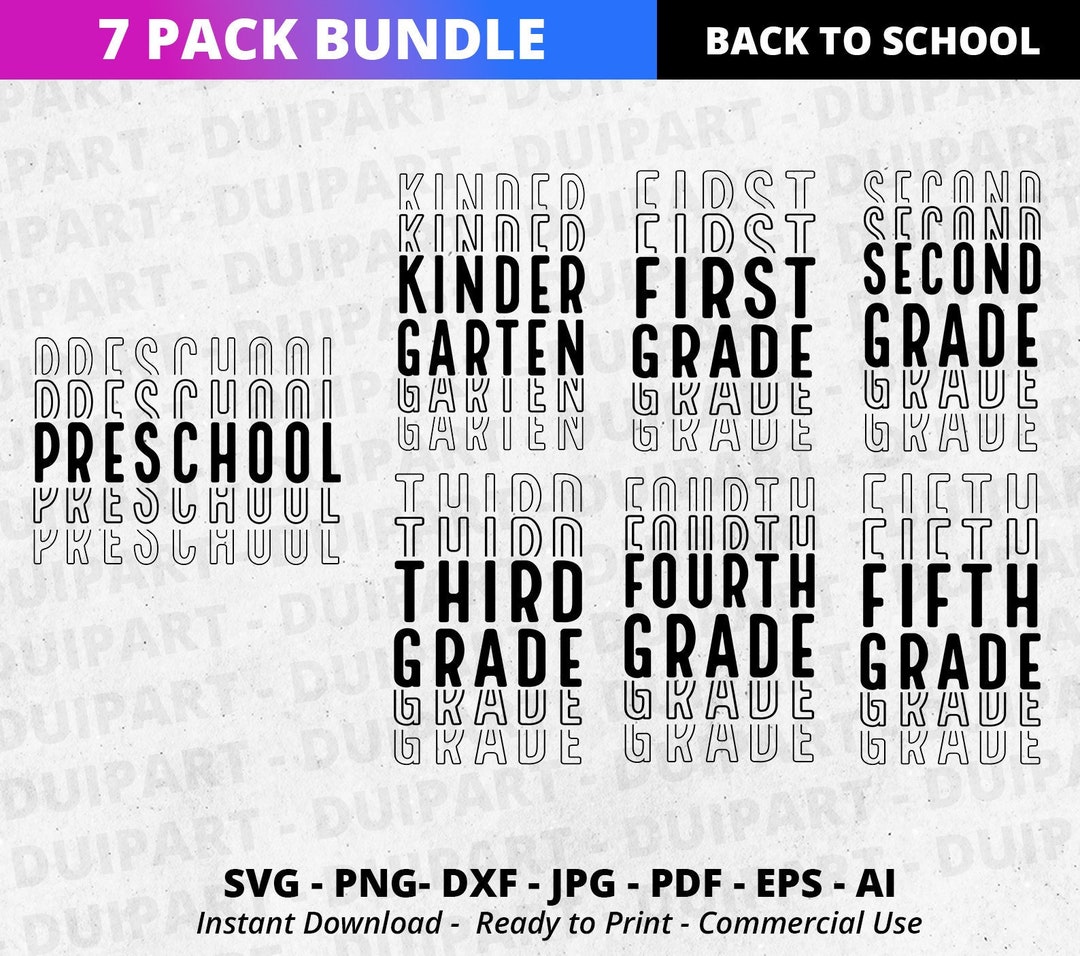 Stacked Grade SVG Bundle, Back to School, Teacher Cricut (digital ...