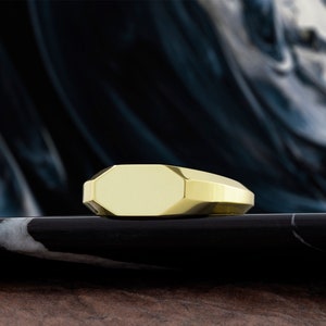 Streamline Faceted Gold Signet Ring, Personalized Initial Ring, Men ...