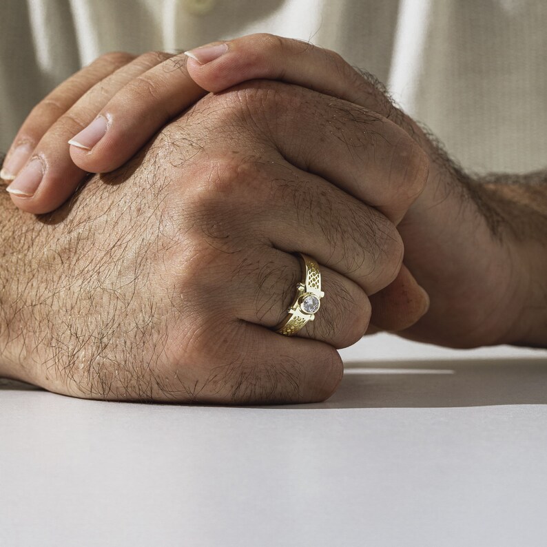 Ruby Mens Solitaire Ring in Gold Mens Wedding Band Ring Gold - Etsy