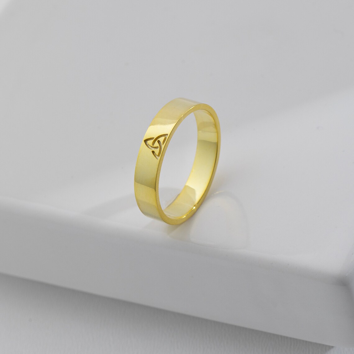 Celtic Knot Gold Stackable Band Ring Men Engraved Mens - Etsy