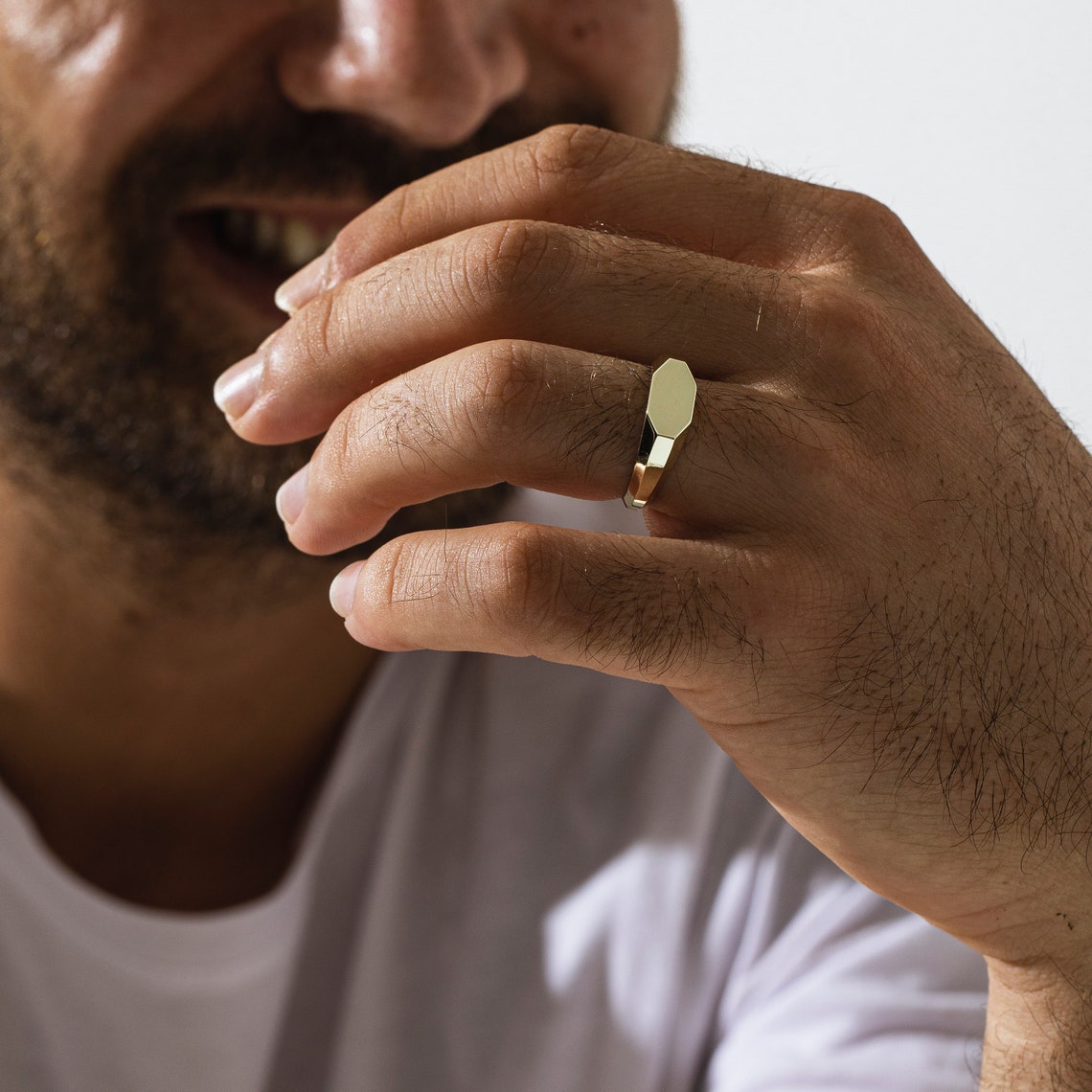Streamline Faceted Gold Signet Ring Personalized Initial - Etsy