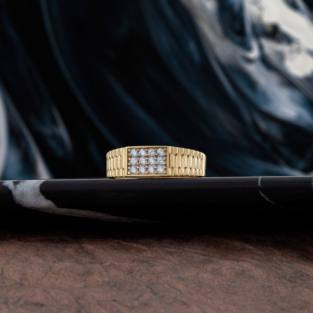 Dainty Mens Promise Ring in Gold, Personalized Mens Wedding Band Ring ...
