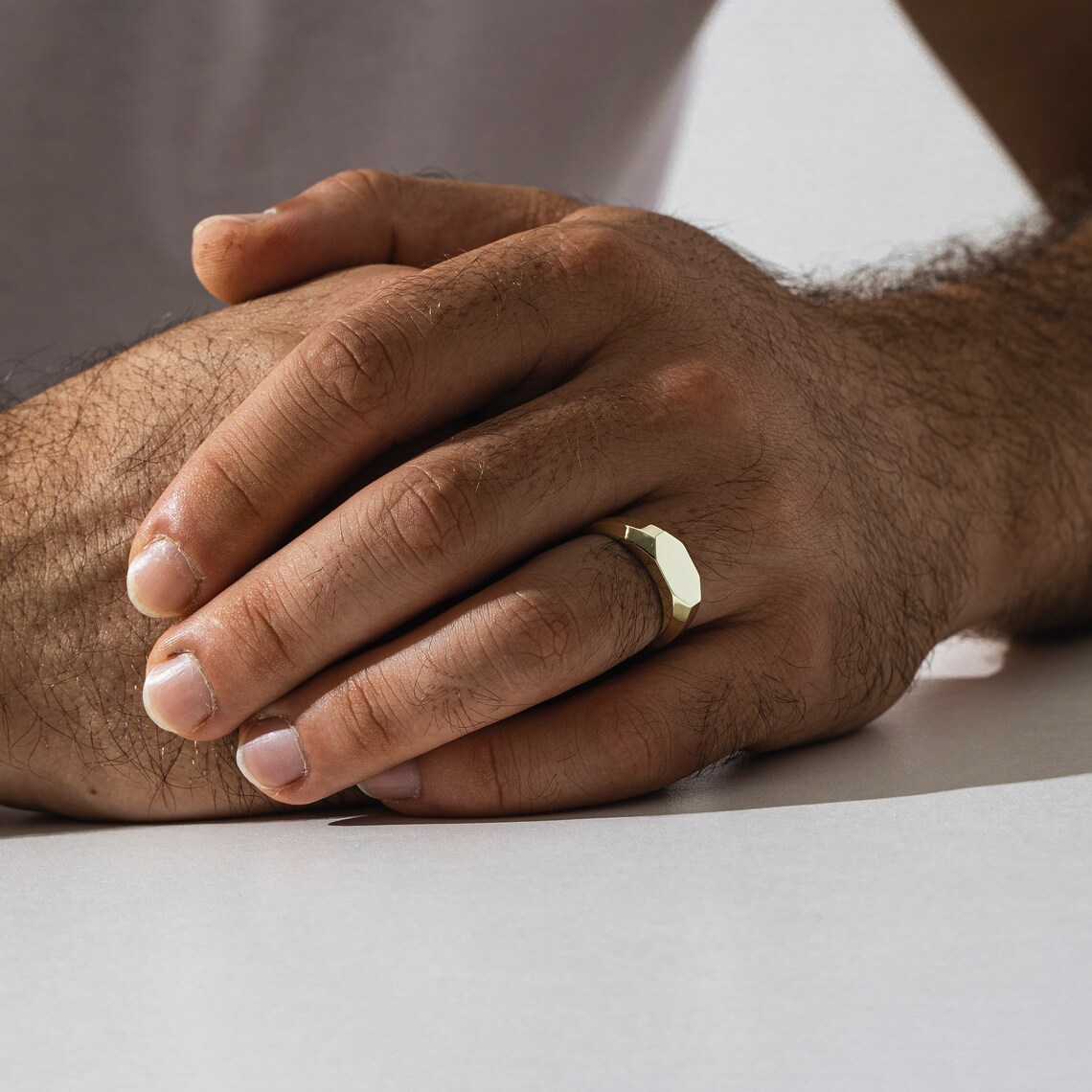 Streamline Faceted Gold Signet Ring Personalized Initial - Etsy
