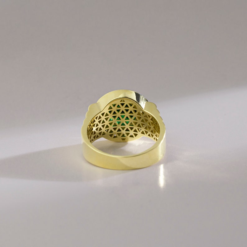 Gold Emerald Mens Solitaire Ring Ruby Gold Signet Ring Mens - Etsy