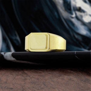 Square Custom Initial Signet Ring for Men in 10K Gold Dainty - Etsy
