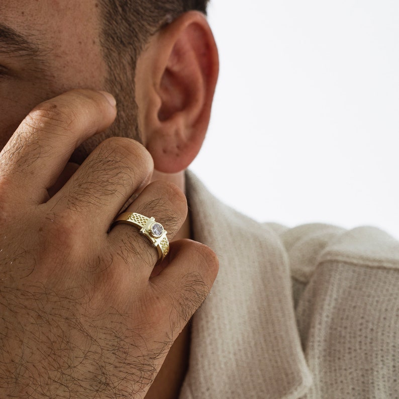 Ruby Mens Solitaire Ring in Gold Mens Wedding Band Ring Gold - Etsy