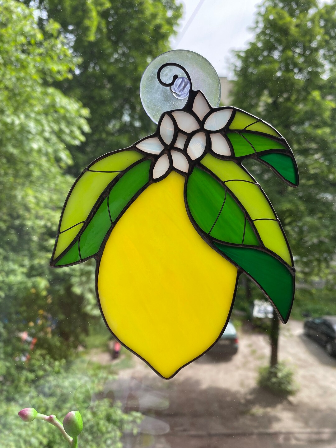 Stained Glass Window "lemon", Home Decor. Suspended Decor for the ...