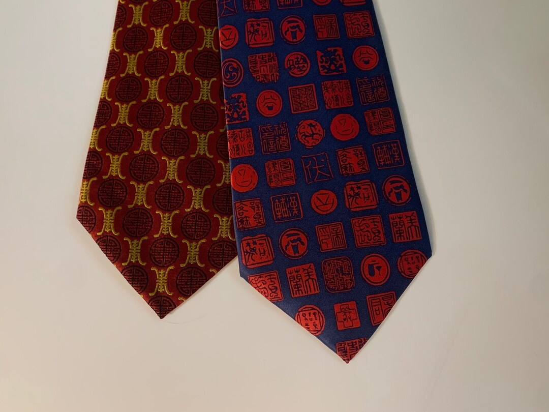 Asian Seals & Crests Silk Tie - Multiple Colors - Etsy