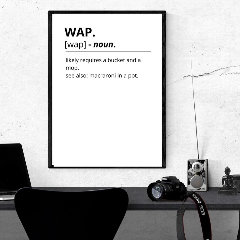 Wap Definition Print Wap Art Print Funny Home Decor Dorm Room Gift Wap ...