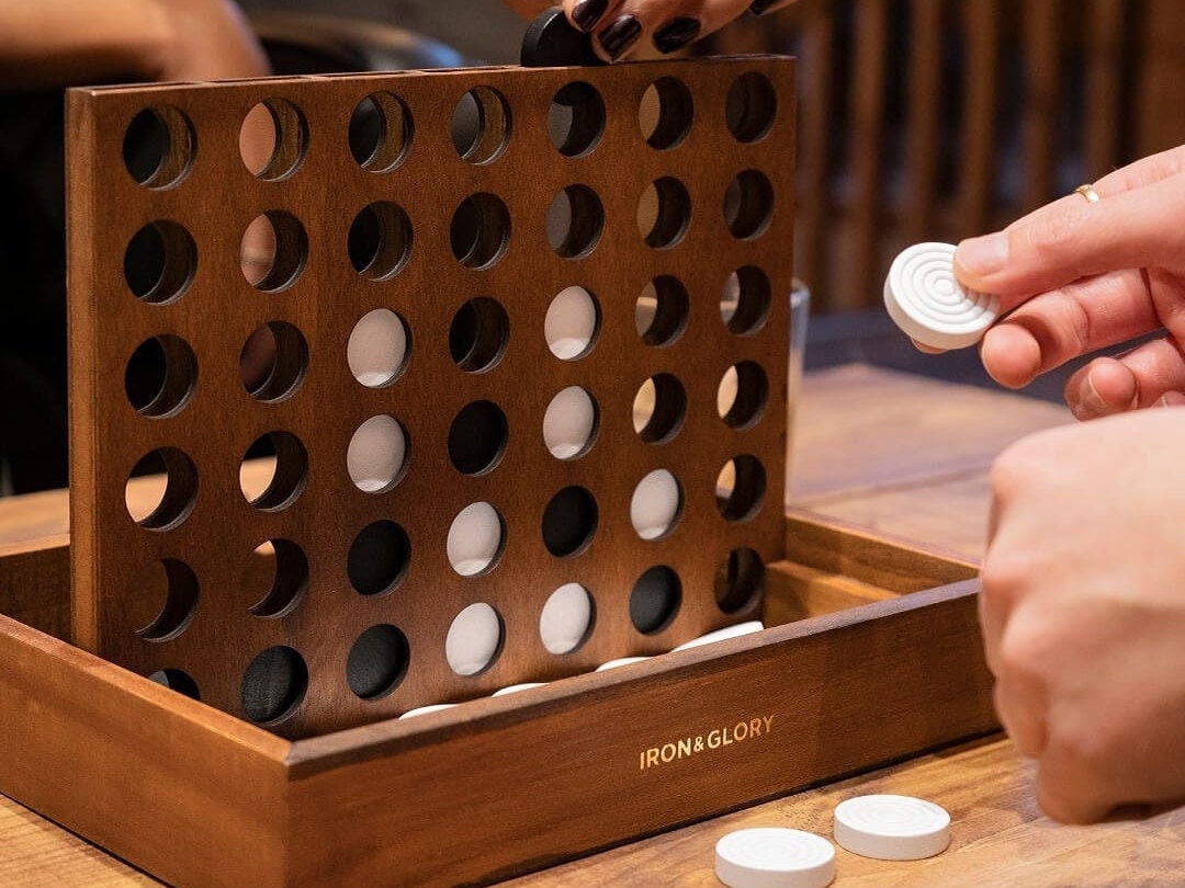 Wooden Strategy Game Four-in-a-row Game for Two Players Wooden Board ...