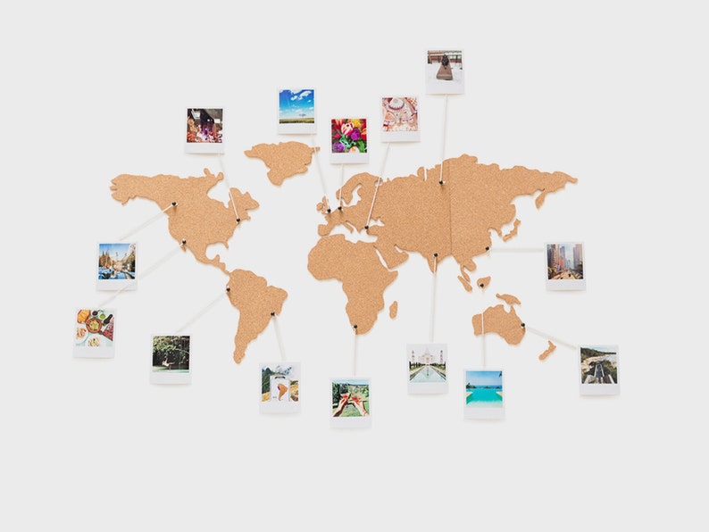 Corkboard Map World Map Pinboard Travel Journal - Etsy UK