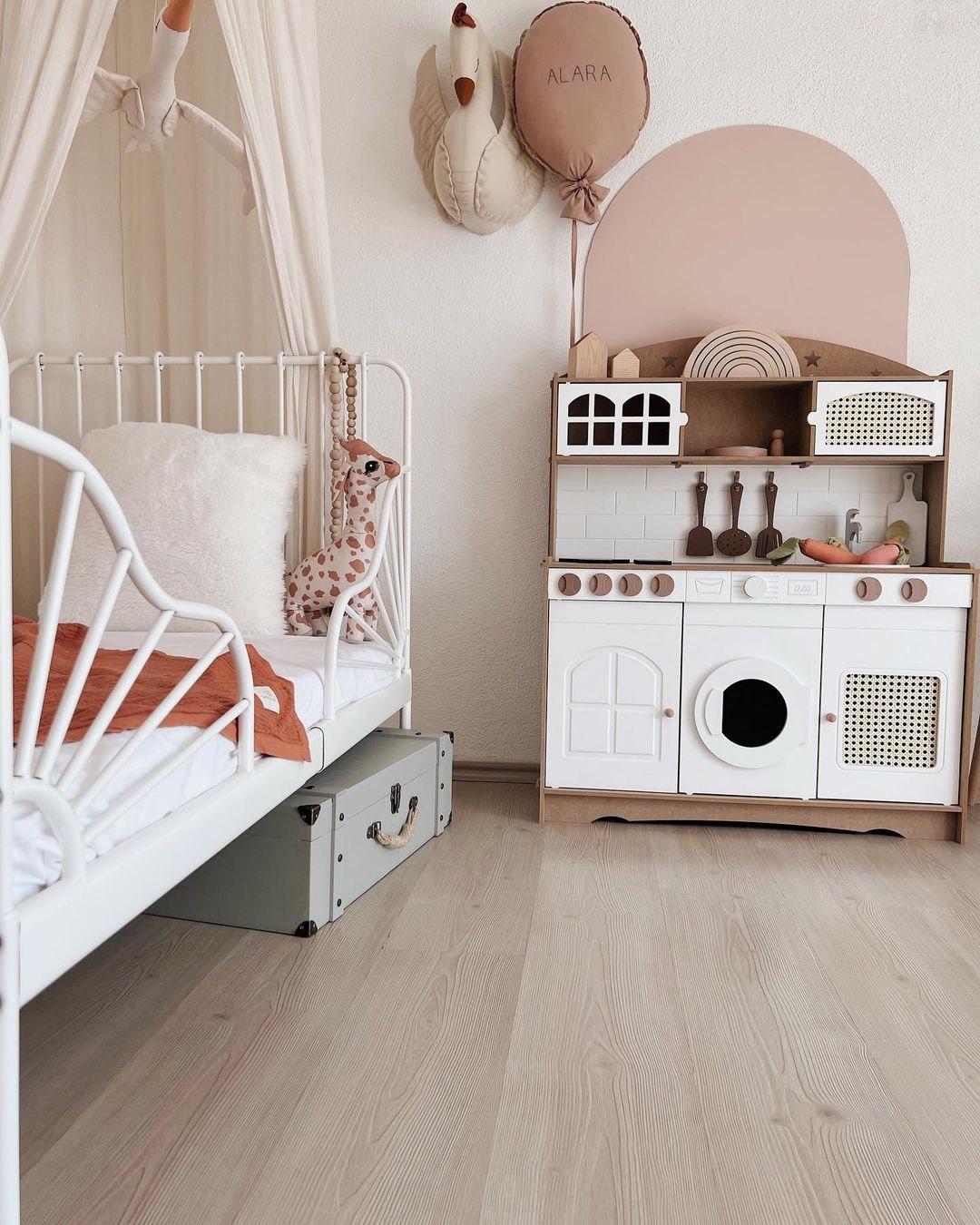 Handcrafted Wooden Play Kitchen,playroom Decor, Handcrafted Wooden Play ...