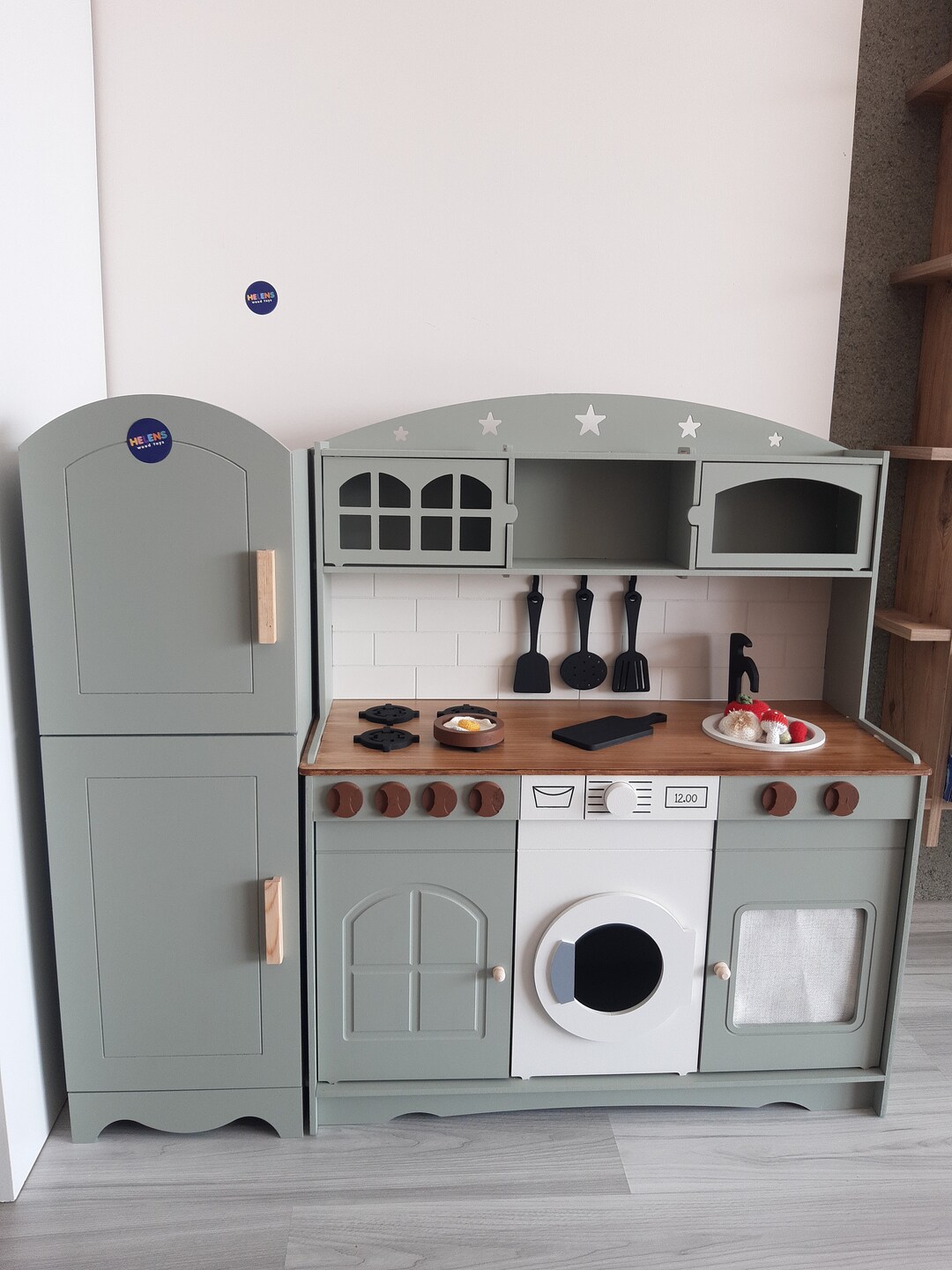 Handcrafted Wooden Play Kitchen,playroom Decor, Handcrafted Wooden Play ...