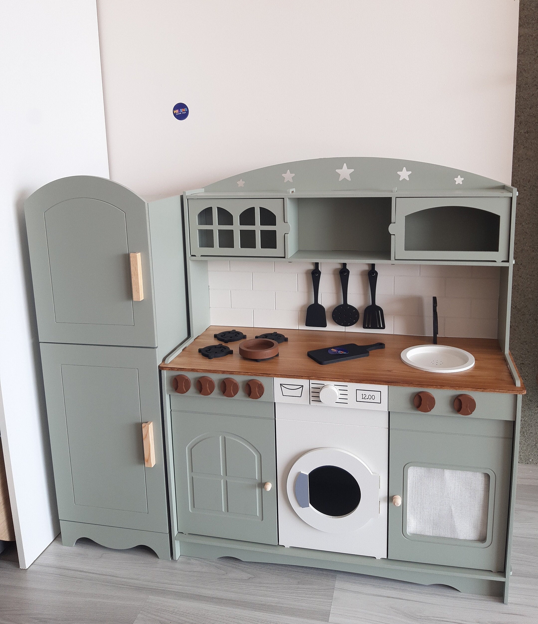 Handcrafted Wooden Play Kitchen,playroom Decor, Handcrafted Wooden Play ...