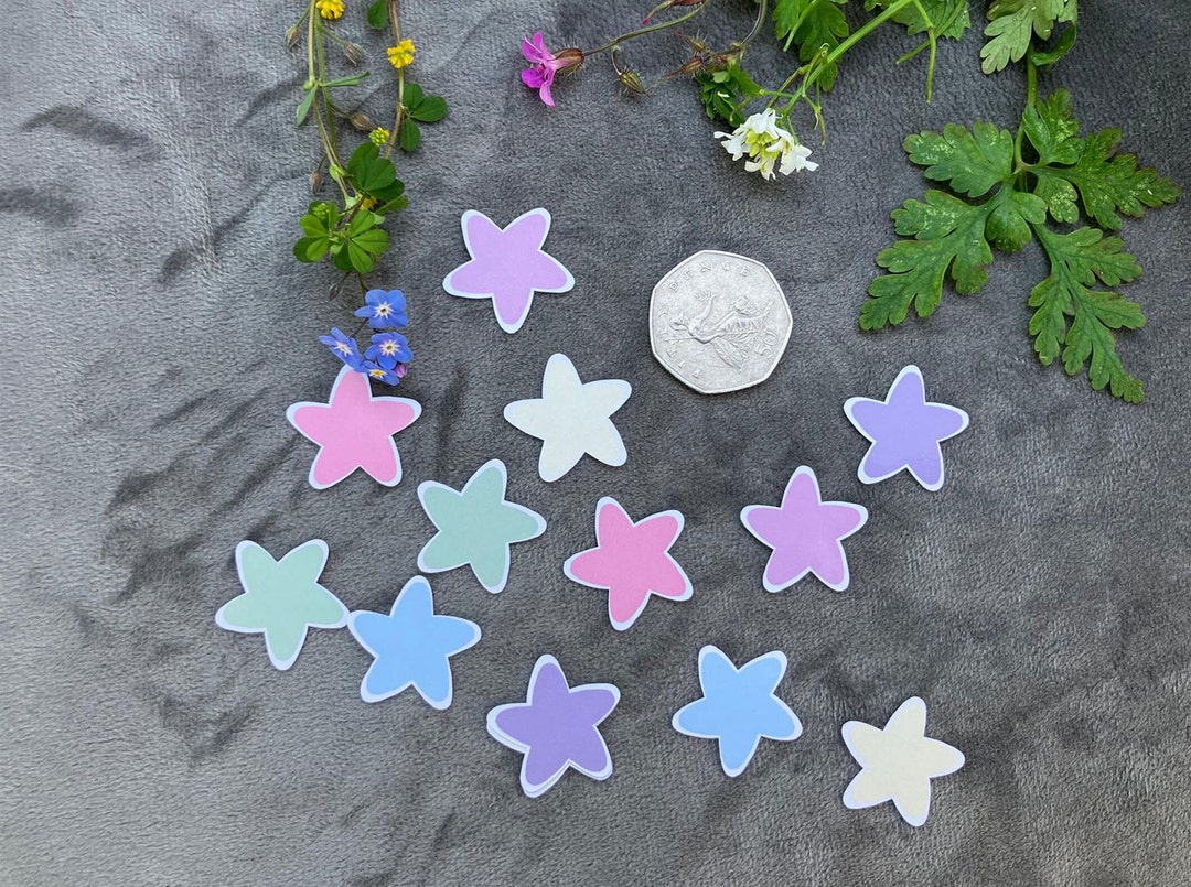 48 Colourful Stylised Confetti Stars Sticker Bundle for Bullet Journals ...