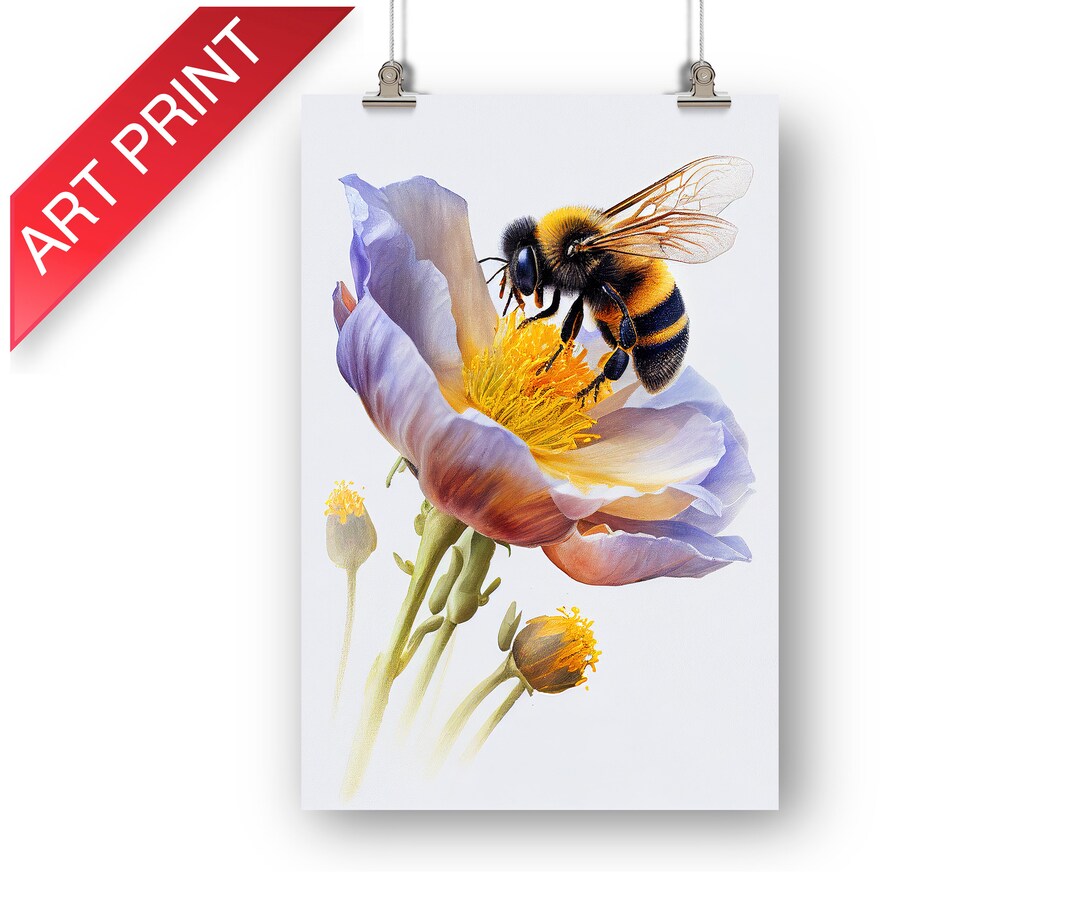 Honey Bee Flower PRINTED Poster, Home Decor Wall Art, Acrylic Bee ...