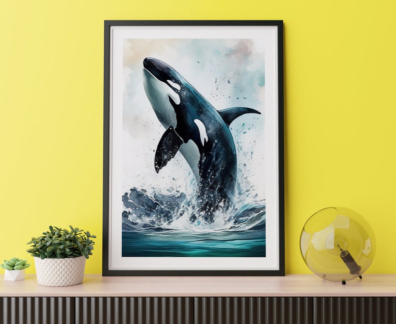 Orca Poster PRINTED for Home Decor Wall Art Poster Watercolor Design ...