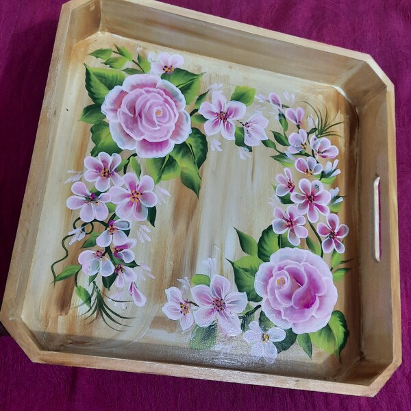 Hand Painted Wooden Trays - Etsy