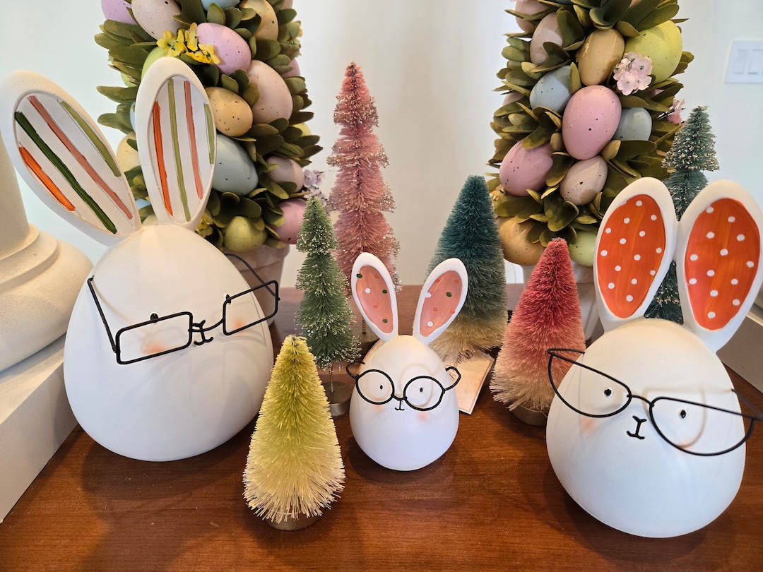 Bunnies With Glasses - Set of 3 - Etsy
