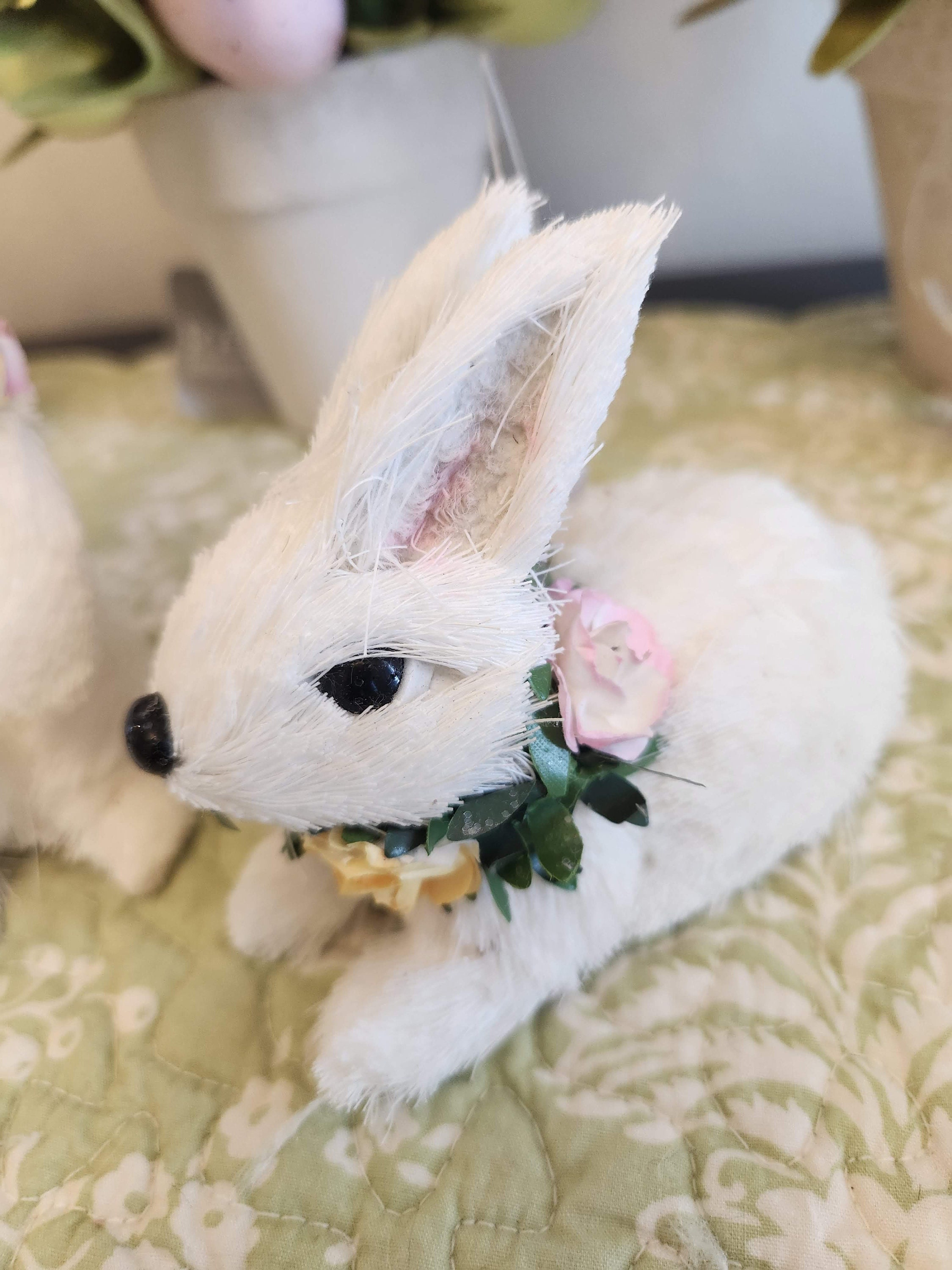 Set of 2 White Sisal Bunnies - Etsy