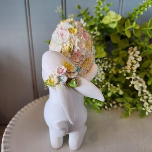 Resin Bunnies With Pastel Floral Eggs - Etsy
