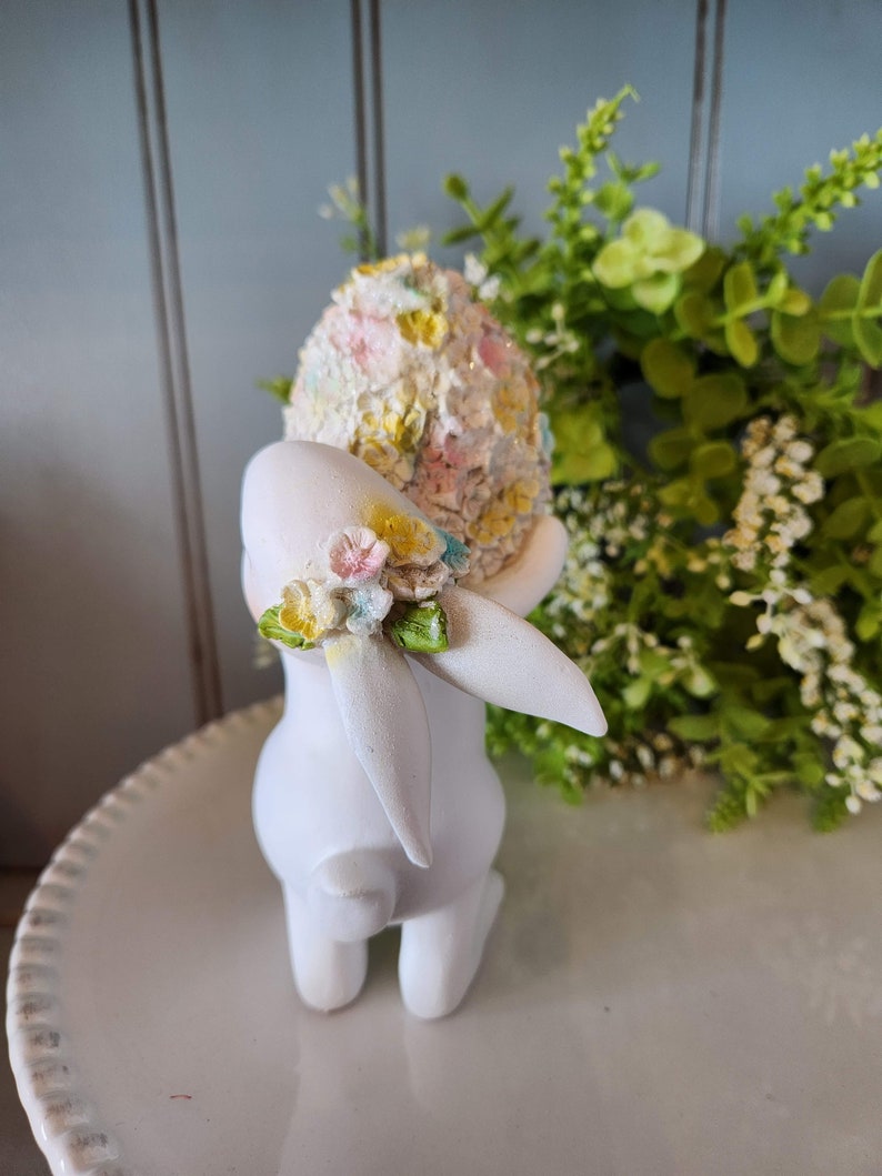 Resin Bunnies With Pastel Floral Eggs - Etsy