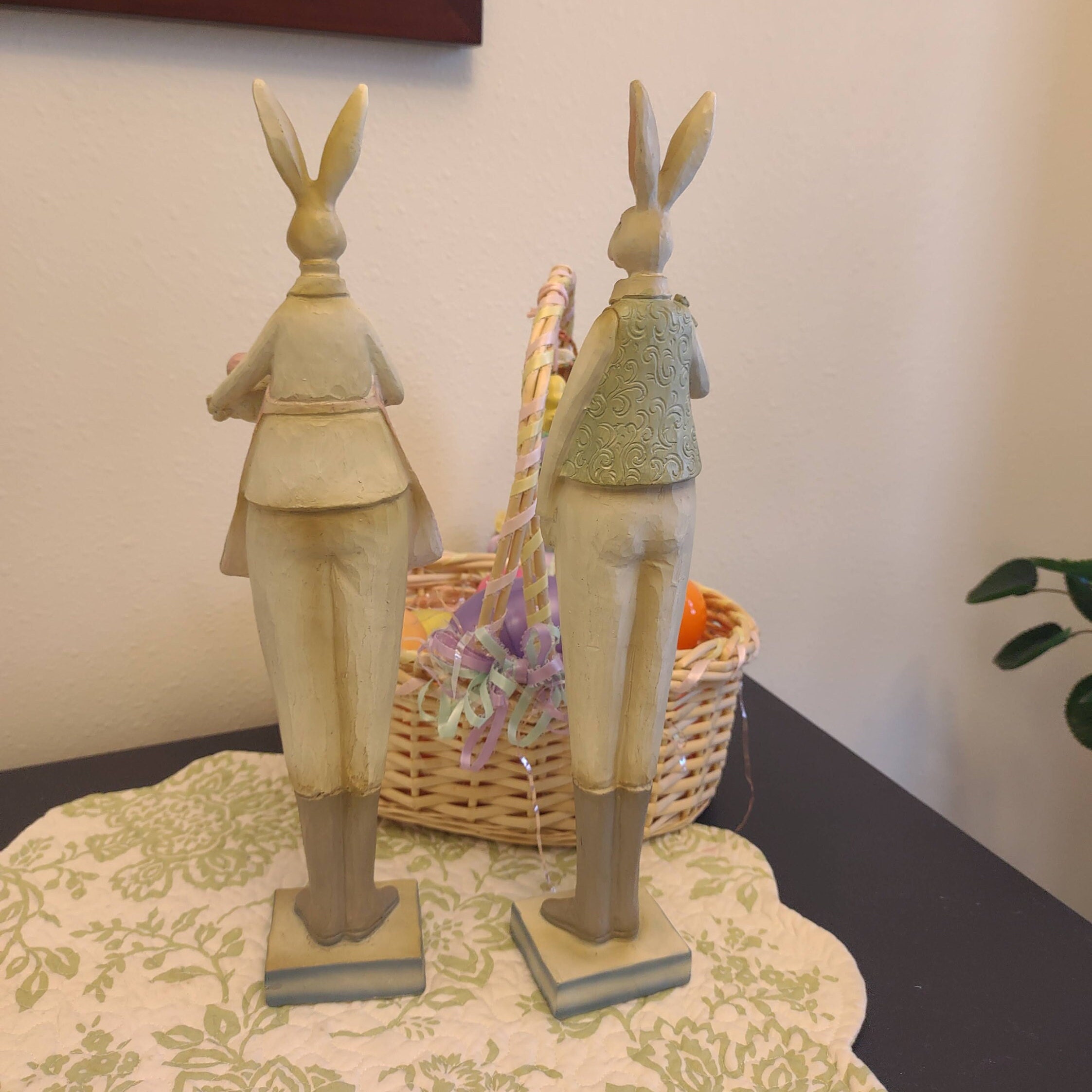 Set of 2 Tall Resin Bunnies - Etsy