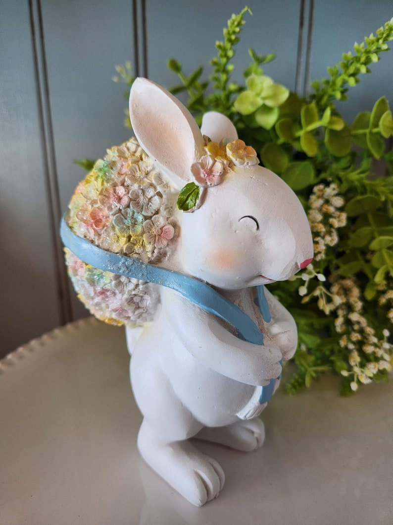 Resin Bunnies With Pastel Floral Eggs - Etsy