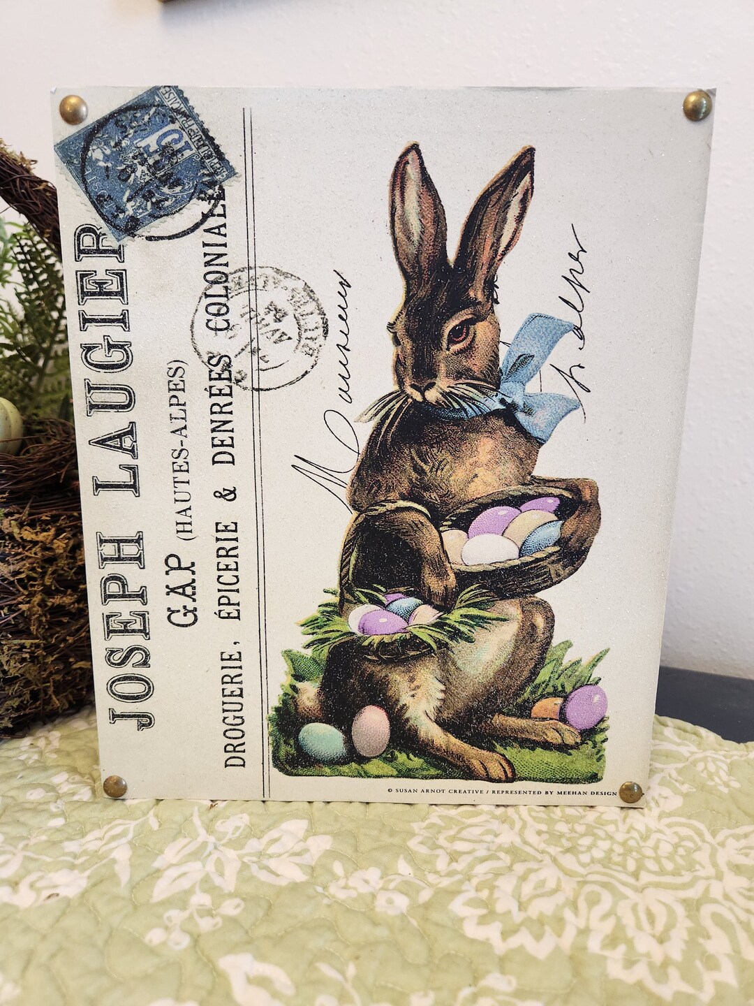 Vintage Inspired Rabbit Wood Block - Etsy