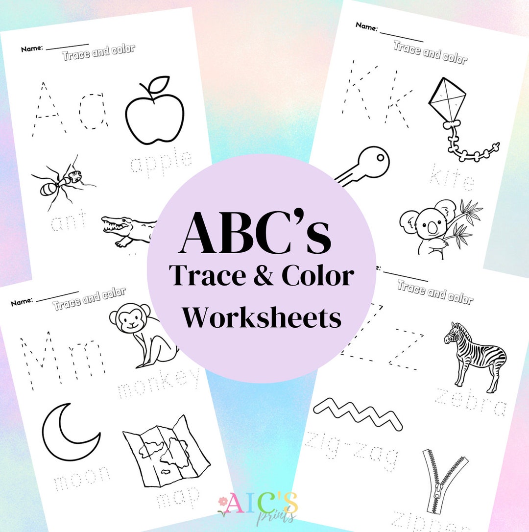 Abcs Trace and Color Worksheets A-Z Worksheets Toddlers Pre-k ...