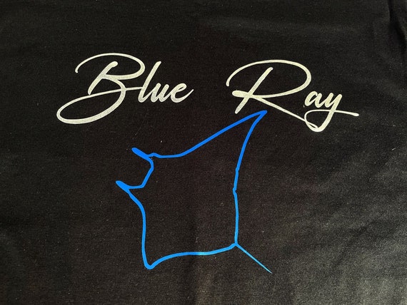 Blue Manta Ray & Metal Stylised Manta and Metal Foil Text. | Etsy