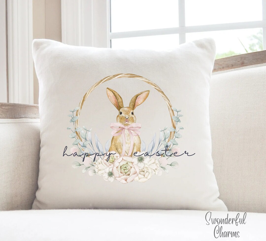 Easter Pillow, Comfort Color Easter Pillow, Happy Easter Pillow, Cute ...