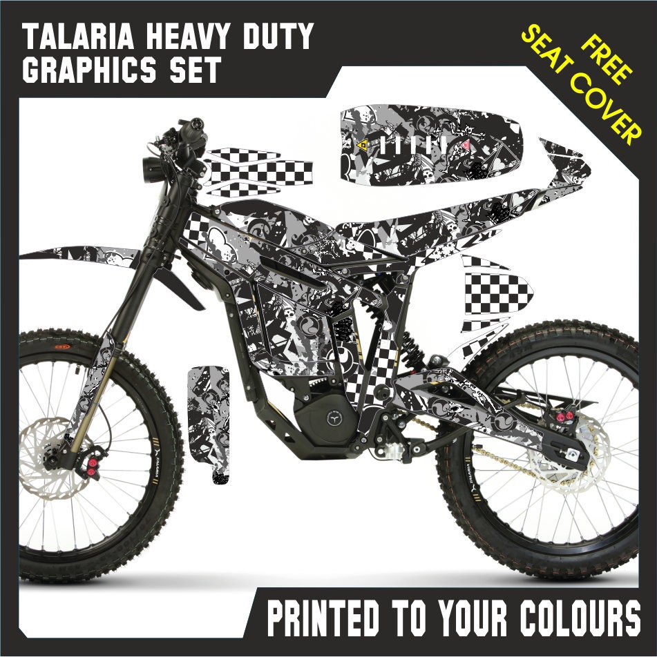 Talaria MX Graphics Stealth Look Sticker Kit and Free Talaria Seat ...