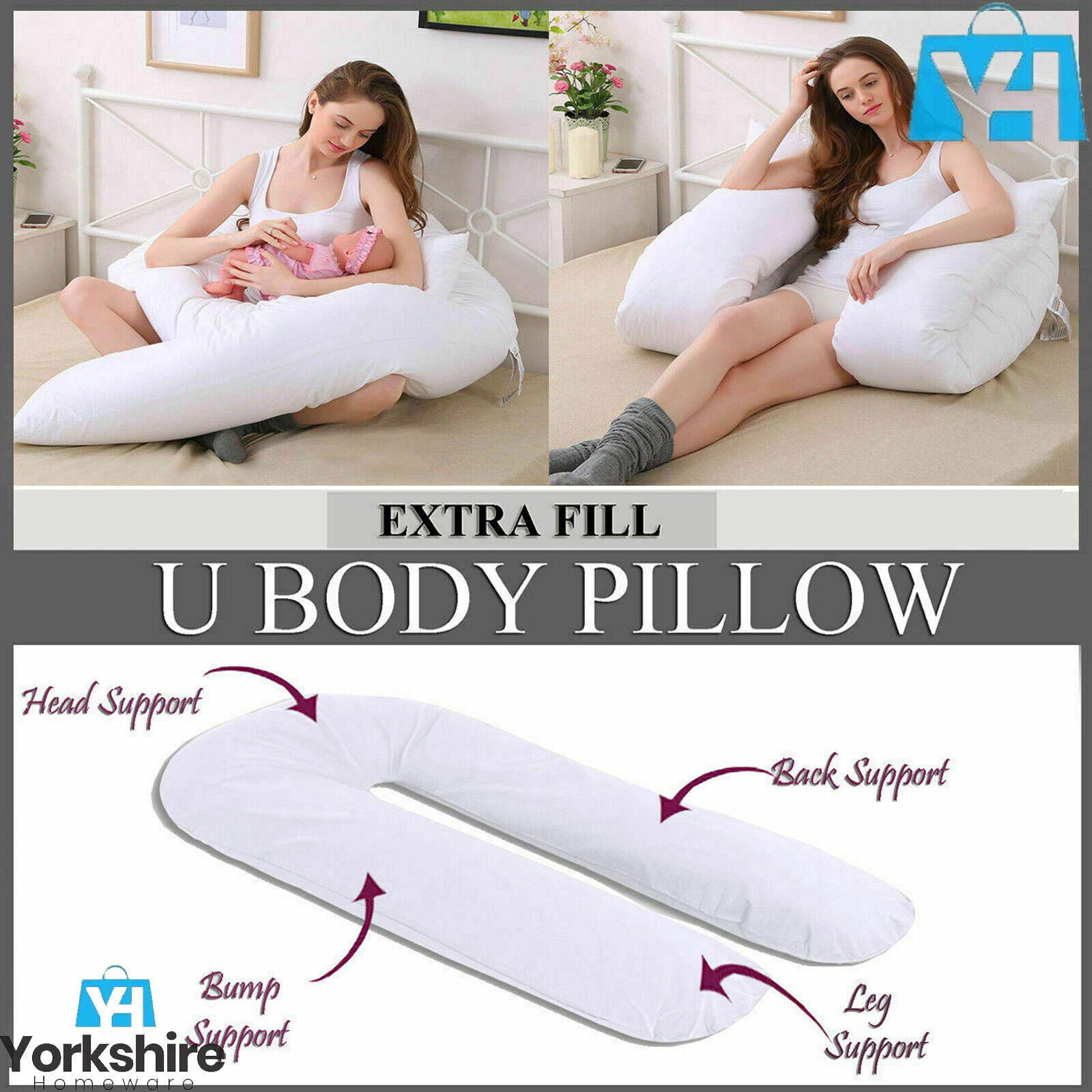 12ft U Shaped Hand Made Microfiber Pillow Total Body Comfort - Etsy