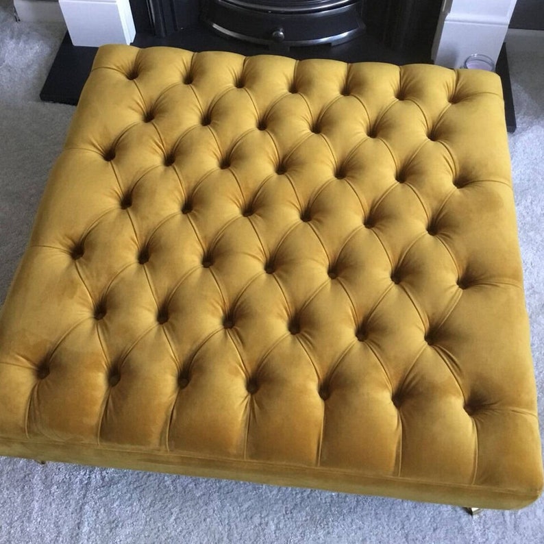Homemade Extra Large Tumeric Plush Velvet Footstool Coffee Table ...