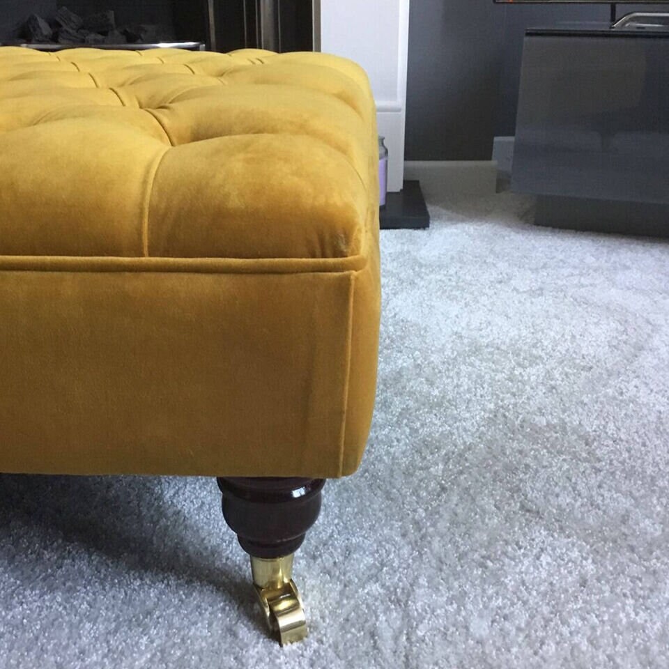 Homemade Extra Large Tumeric Plush Velvet Footstool Coffee Table ...
