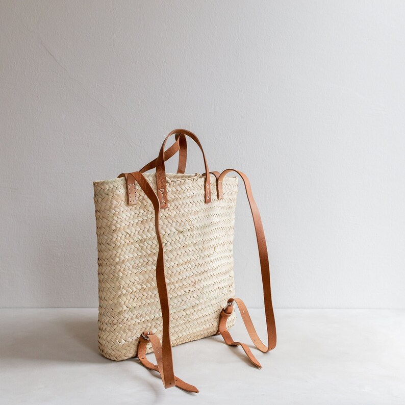 Straw Beach Bag With Leather Strap Straw Backpack Hipster - Etsy