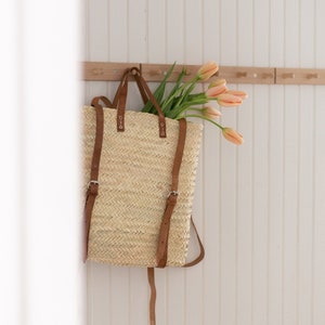 Straw Beach Bag With Leather Strap Straw Backpack Hipster - Etsy